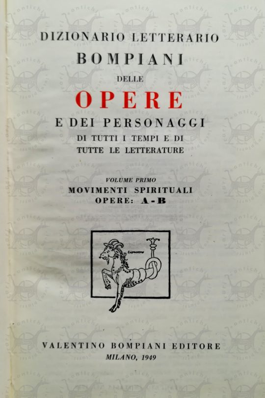 Dizionario letterario Bompiani – libri rari libri antichi e ...