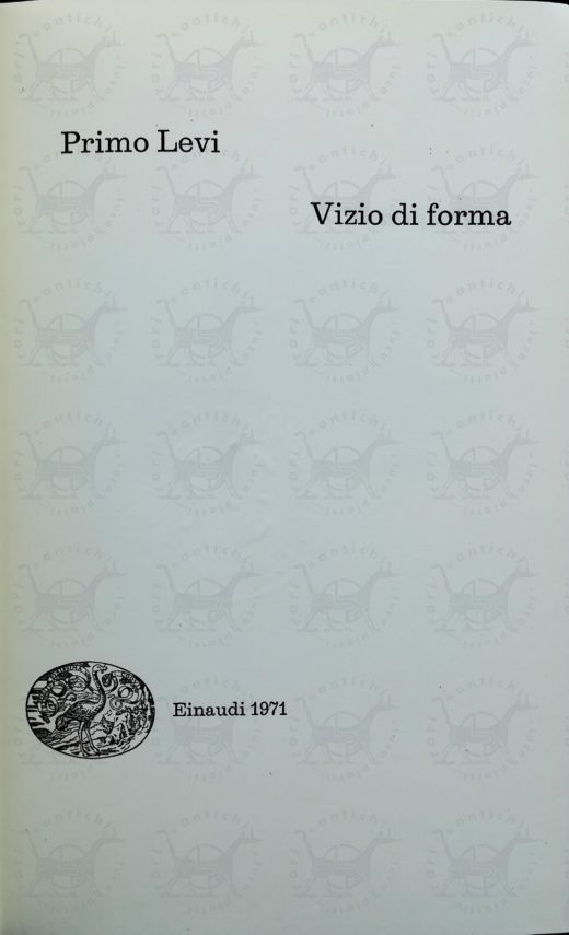 LEVI PRIMO - Vizio di forma – libri rari libri antichi e antiquariato ...